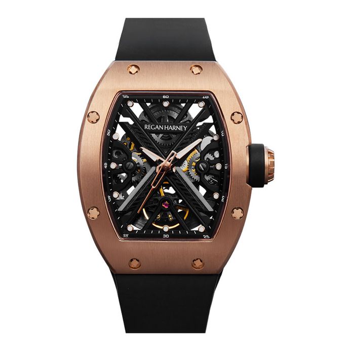 Regan Harney RH84-11 Genesis Automatic Titanium Black Rubber Strap ...