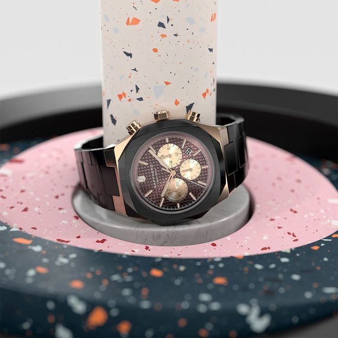 Sapphero SO-1005M-03BLKRGDBRN Men Chronograph Brown Dial Black ...