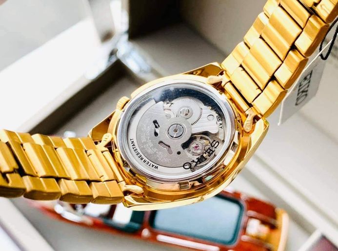 Seiko 5 Sports SNKL48 SNKL48K1 Automatic Gold Dial Gold Stainless Steel ...