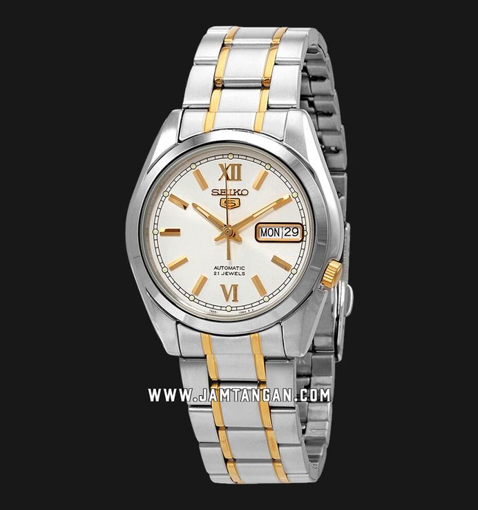 Seiko 5 Sports SNKL57 SNKL57K1 Automatic White Dial Dual Tone Stainless ...