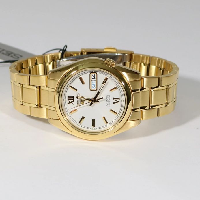 Seiko 5 Sports SNKL58 SNKL58K1 Automatic White Dial Gold Stainless ...