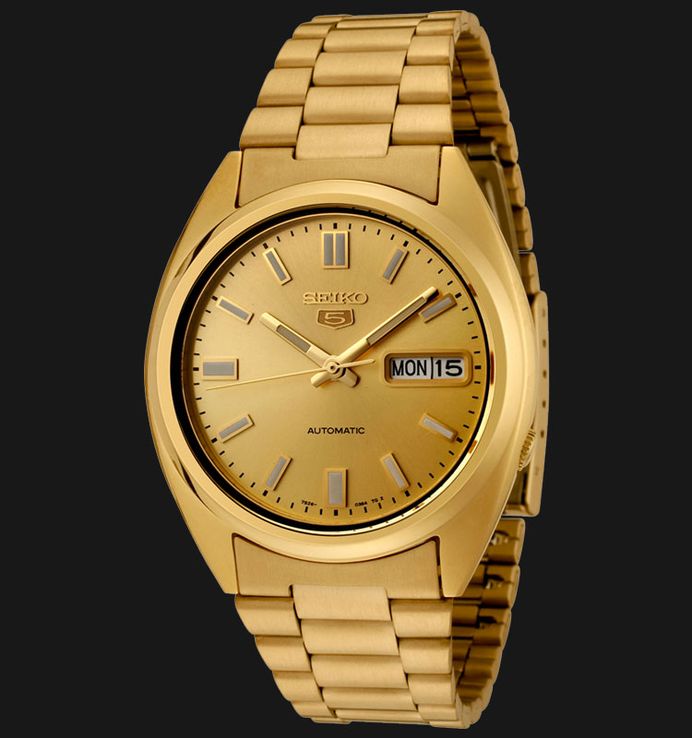 Seiko 5 Sports SNXS80 SNXS80K1 Automatic Gold Dial Gold Stainless Steel ...