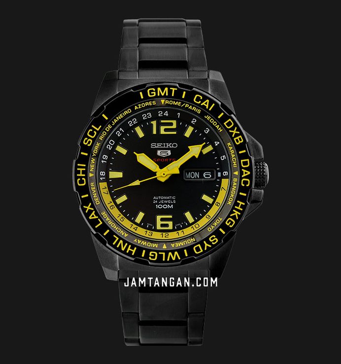Seiko 5 Sports SRP689 SRP689K1 Automatic Black Dial Black Stainless Steel Strap | Jamtangan.com