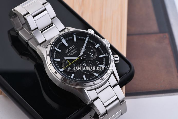 Seiko Chronograph SSB413 SSB413P1 Discover More Black Dial Stainless ...