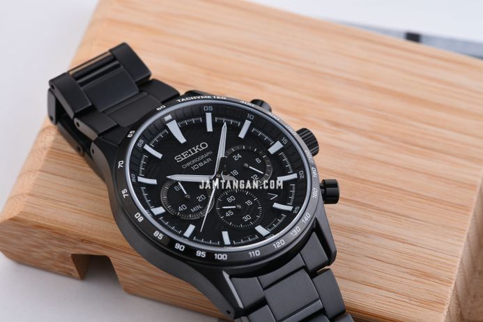 Seiko Chronograph SSB415P1 Discover More Black Dial Black Stainless ...