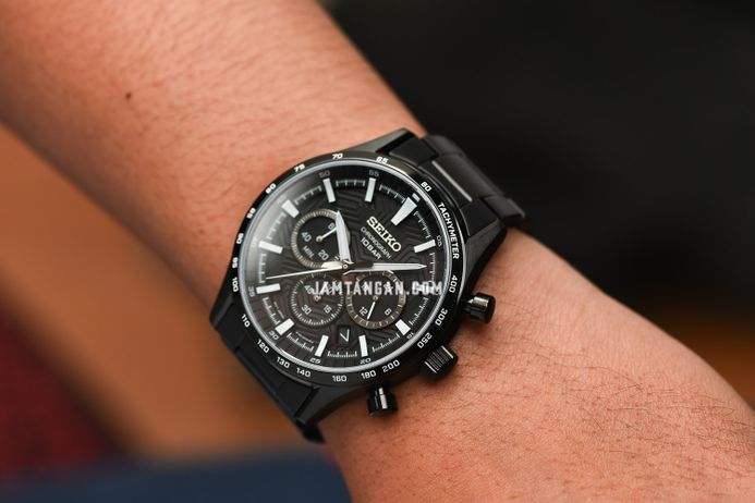 Seiko Chronograph SSB415P1 Discover More Black Dial Black Stainless ...