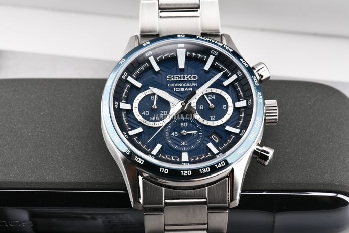 Seiko Chronograph SSB445 SSB445P1 Essentials Blue Dial Stainless Steel ...