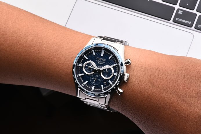 Seiko Chronograph SSB445 SSB445P1 Essentials Blue Dial Stainless Steel ...