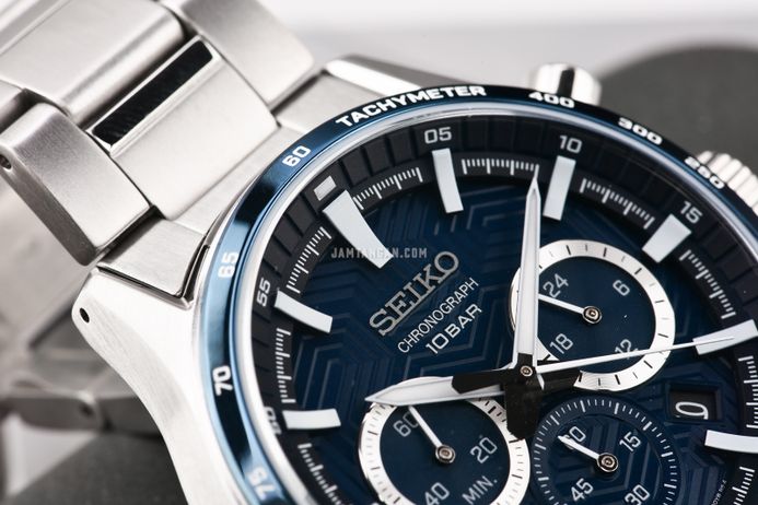 Seiko Chronograph SSB445 SSB445P1 Essentials Blue Dial Stainless Steel ...