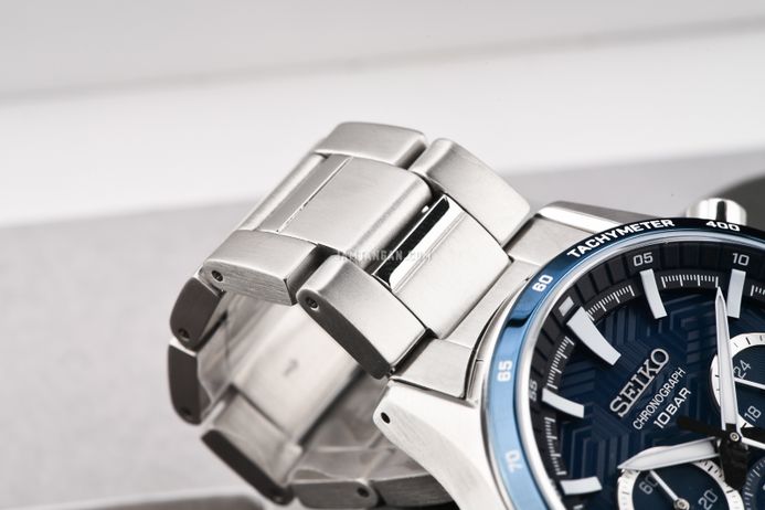 Seiko Chronograph SSB445 SSB445P1 Essentials Blue Dial Stainless Steel ...