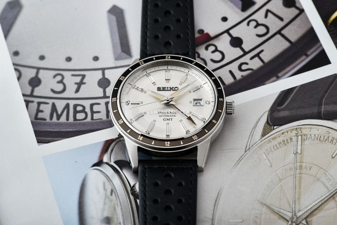 Seiko Presage SSK011 SSK011J1 Style60s Automatic GMT Grey Dial Black ...