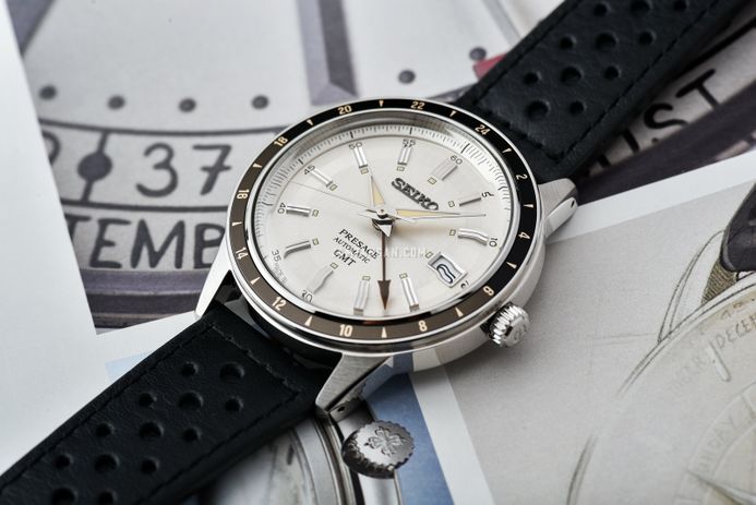 Seiko Presage SSK011 SSK011J1 Style60s Automatic GMT Grey Dial Black ...