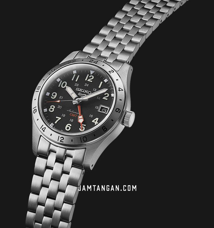 Seiko 5 Sports SSK023K1 GMT Field Sports Style Black Dial Stainless ...