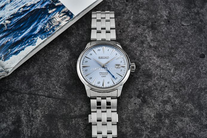 Seiko Presage SSK037 SSK037J1 Cocktail Time Skydiving GMT Light Blue ...