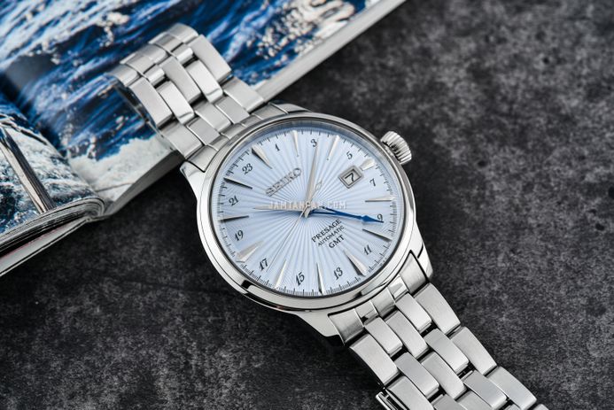 Seiko Presage SSK037 SSK037J1 Cocktail Time Skydiving GMT Light Blue ...