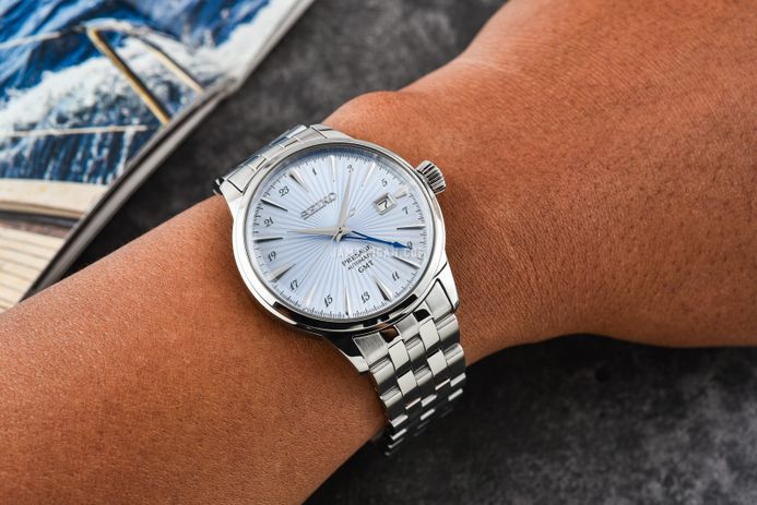 Seiko Presage SSK037 SSK037J1 Cocktail Time Skydiving GMT Light Blue ...