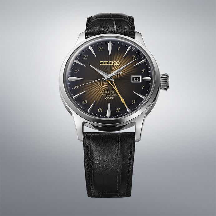 Seiko Presage SSK039 SSK039J1 Cocktail Time GMT Rusty Nail Brown Dial ...