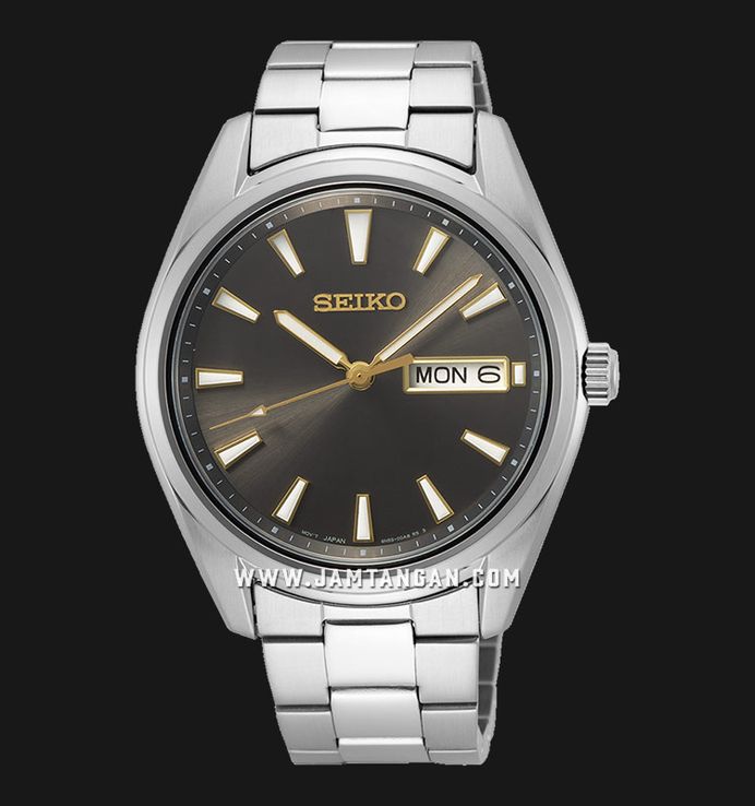 Seiko SUR343 SUR343P1 Men Dark Grey Sunray Dial Stainless Steel Strap ...