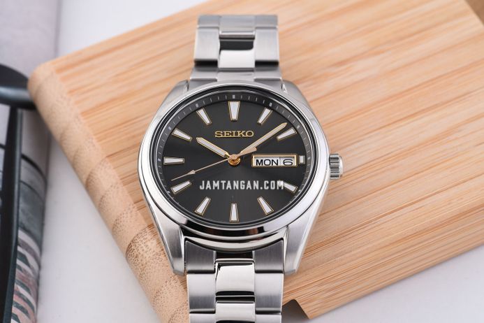 Seiko SUR343 SUR343P1 Men Dark Grey Sunray Dial Stainless Steel Strap ...