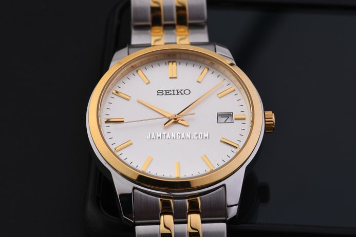 Seiko Classic SUR402 SUR402P1 Discover More White Sunray Dial Dual Tone ...