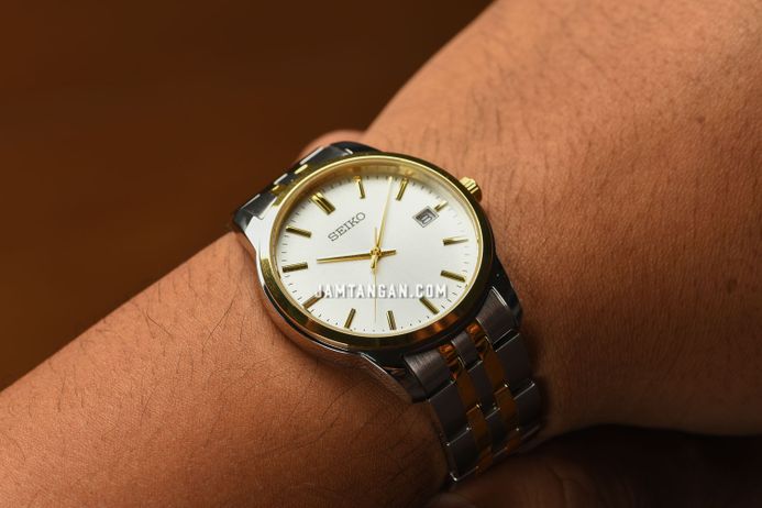 Seiko Classic SUR402 SUR402P1 Discover More White Sunray Dial Dual Tone ...