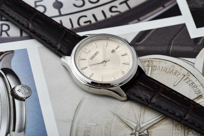 Seiko Classic SUR427 SUR427P1 Discover More Cream Dial Dark Brown ...