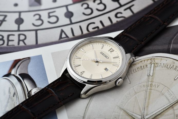 Seiko Classic SUR427 SUR427P1 Discover More Cream Dial Dark Brown ...