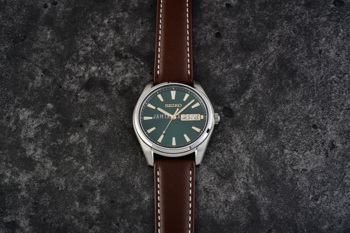 Seiko Classic SUR449 SUR449P1 Men Green Dial Brown Leather Strap ...