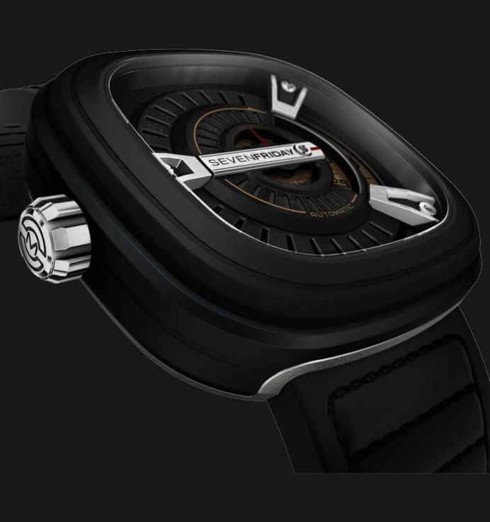 SEVENFRIDAY M-Series M2/01 Automatic Black Calfskin Leather Strap ...