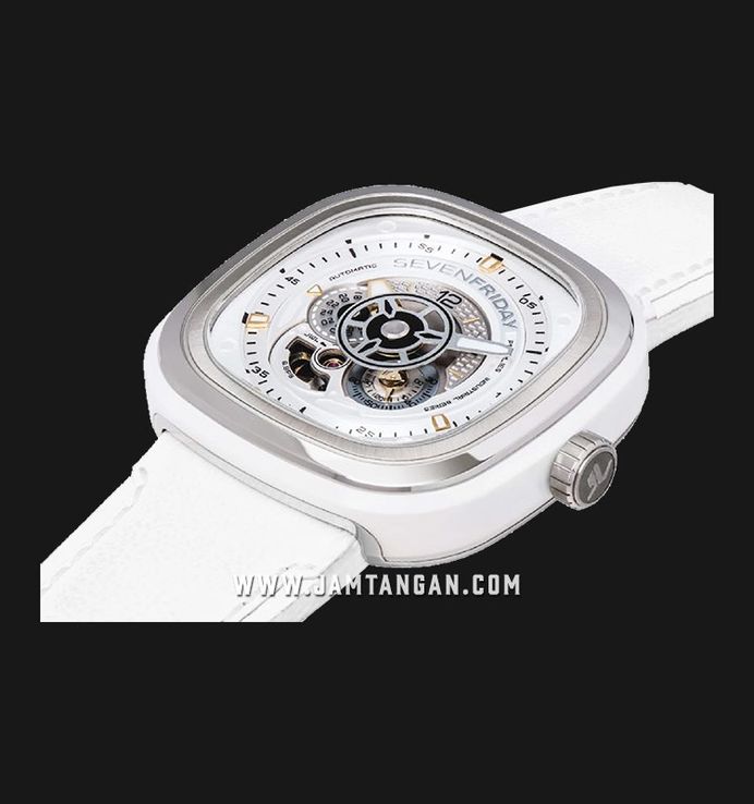 SEVENFRIDAY P1C/01 Alba Automatic White Leather Strap | Jamtangan.com
