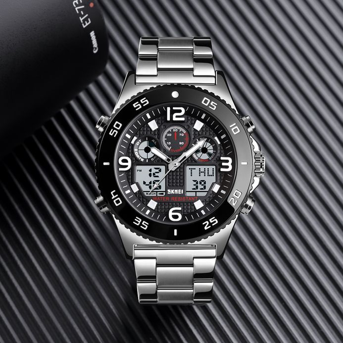 SKMEI 1538SSI Digital Analog Dial Stainless Steel Strap | JAMTANGAN.COM