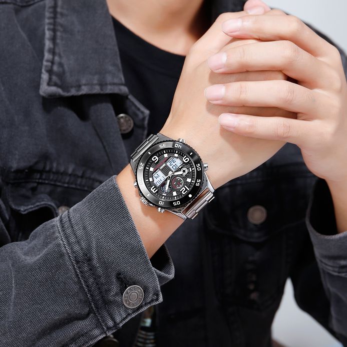 SKMEI 1538SSI Digital Analog Dial Stainless Steel Strap | JAMTANGAN.COM