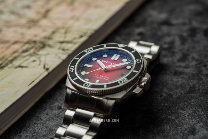 Spinnaker Hull Diver SP-5088-33 Automatic Ombre Red Dial Stainless ...