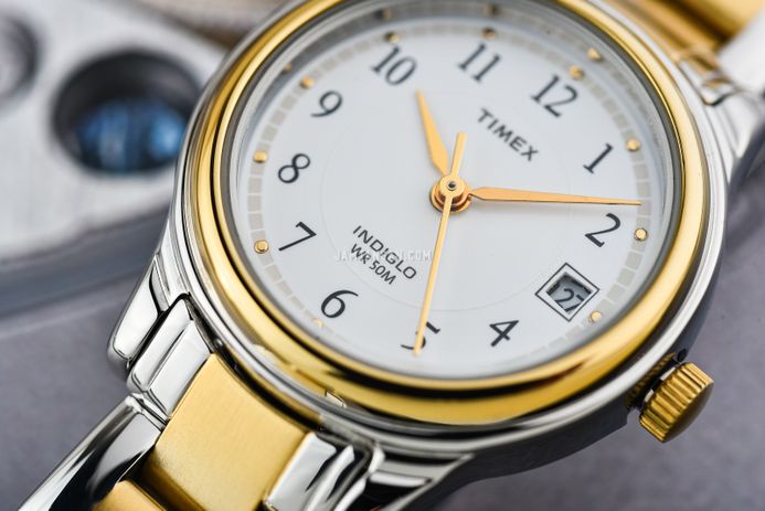 Timex Porter Street T25771 White Dial Dual Tone Stainless Steel Strap ...
