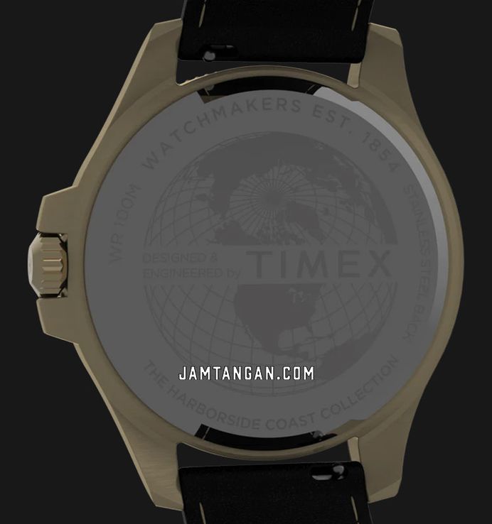 Timex Harborside TW2V42200 Coast Black Dial Black Leather Strap | Jamtangan.com