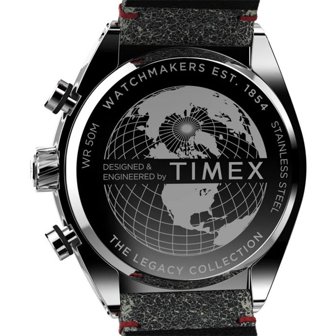 Timex Legacy TW2W50000 Tonneau Chronograph Black Dial Black Leather ...