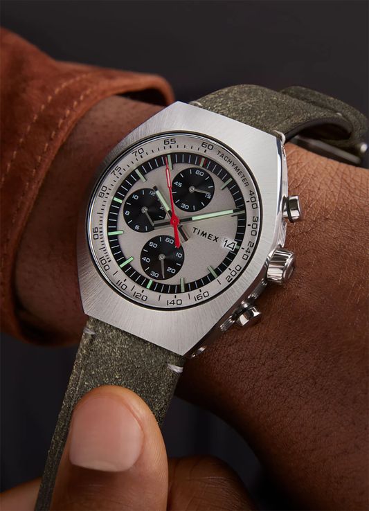 Timex Legacy TW2W50100 Tonneau Chronograph Panda Dial Brown Leather ...