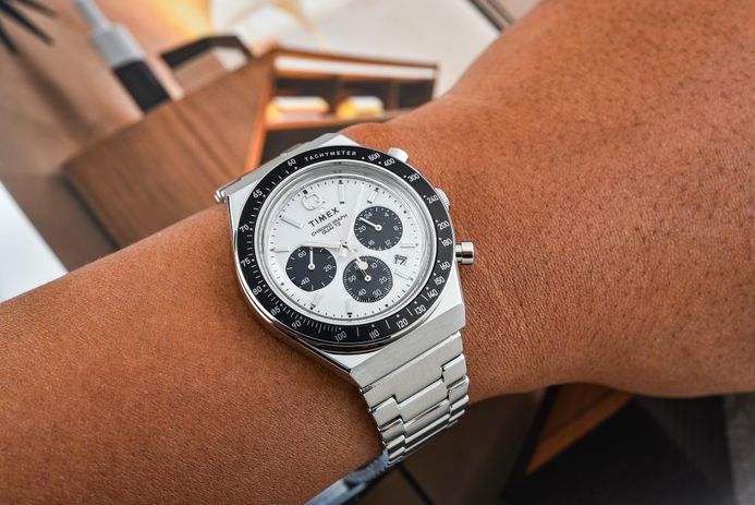 Timex Q TW2W53300 Men Chronograph Panda Dial Stainless Steel Strap ...