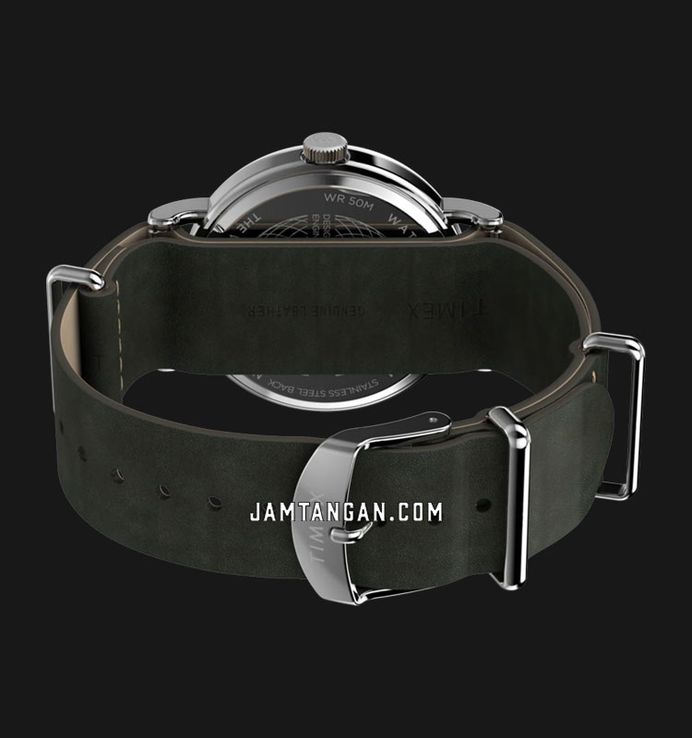 Timex Weekender TW2W87000 Indiglo Green Dial Green Leather Strap ...