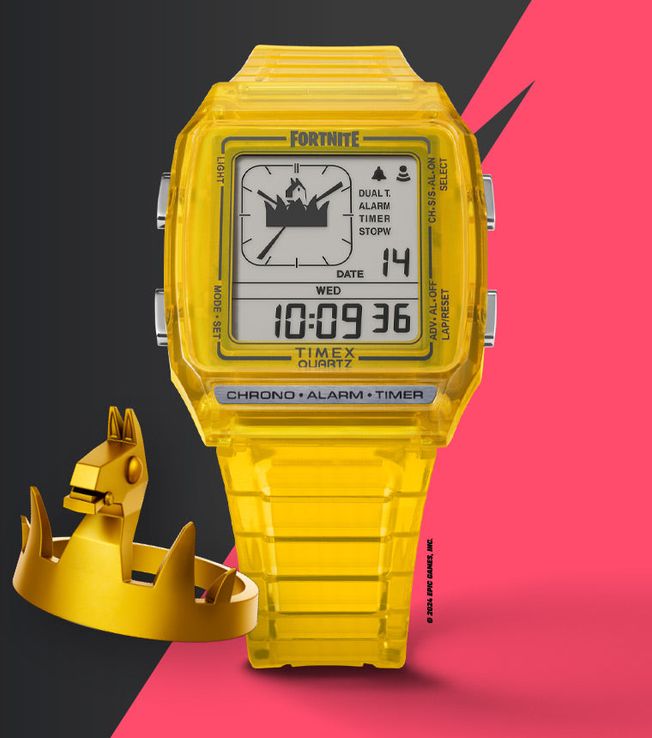 Timex Q LCA x Fortnite TW2W96600 Digital Dial Yellow Resin Strap ...