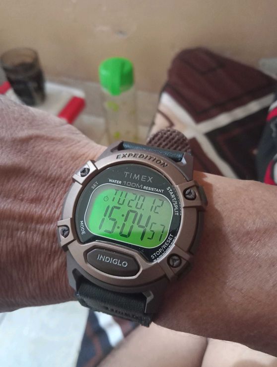 Timex Expedition TW4B24600 Vibe Shock Digital Dial Brown Nylon With ...