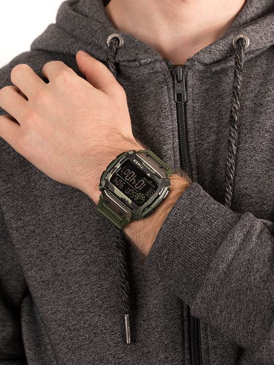 Timex Command Shock TW5M20400 Digital Dial Green Olive Rubber Strap ...