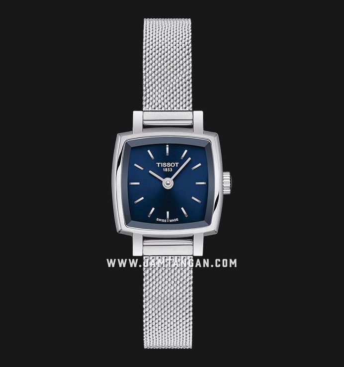 Tissot Lovely Square 20mm T-Lady T058.109.11.041.00 Blue Dial Mesh ...