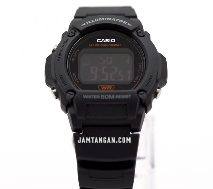 Casio General W-219H-8B W-219H-8BVDF Black Digital Dial Grey Resin Band ...