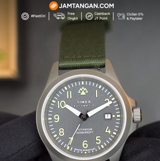 Timex Expedition TW2V95300 Men Automatic Titanium Black Dial Green ...