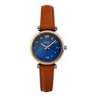 Fossil Carlie ES4701 Mini Ladies Blue Mother Of Pearl Dial Tan Leather ...