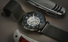 Fossil Neutra ME3185 Automatic Skeleton Dial Black Mesh Strap ...