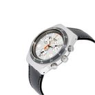 Swatch YVS446 Last Round Chronograph Grey Dial Black Leather Strap ...