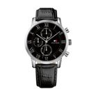 Tommy Hilfiger Kane 1791401 Men Black Dial Black Leather Strap ...